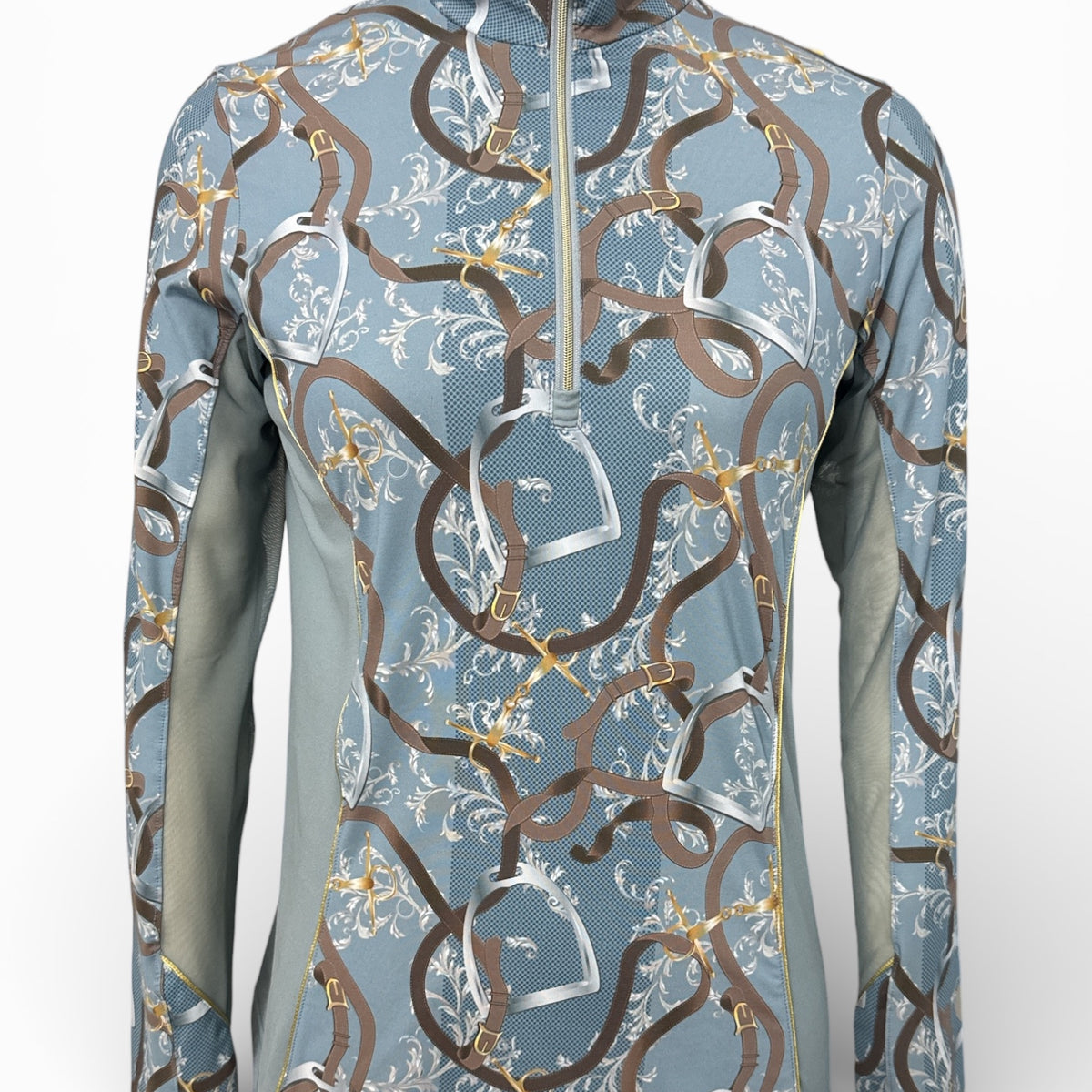 Arista Equestrian Elegance Mesh 1/4 Zip Sun Shirt Verdigris Blue Size ...
